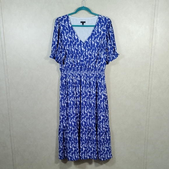 Talbots | Dresses | 547 Talbots Royal Blue White Vneck Ss Dress 14 ...